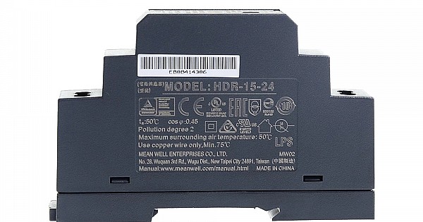HDR-15-24 MEANWELL 15W 24VDC 0.63A 115/230VAC Ultra İnce Basamak ...